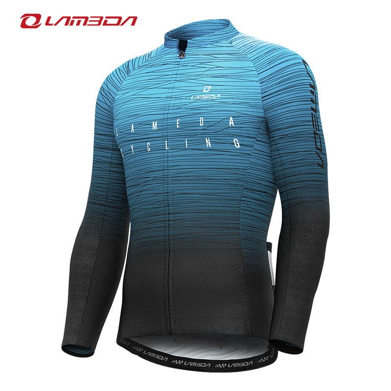 LAMEDA Men's Cycling Jersey Top Long Sleeve Highway Mountain Bike Clothes 3 Pockets Full Zip ...