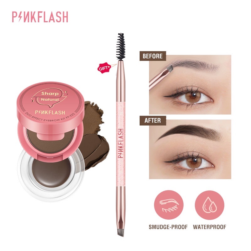 PINKFLASH 2-in-1 eyebrow cream & powder gel pomade Eyeliner Waterproof ...