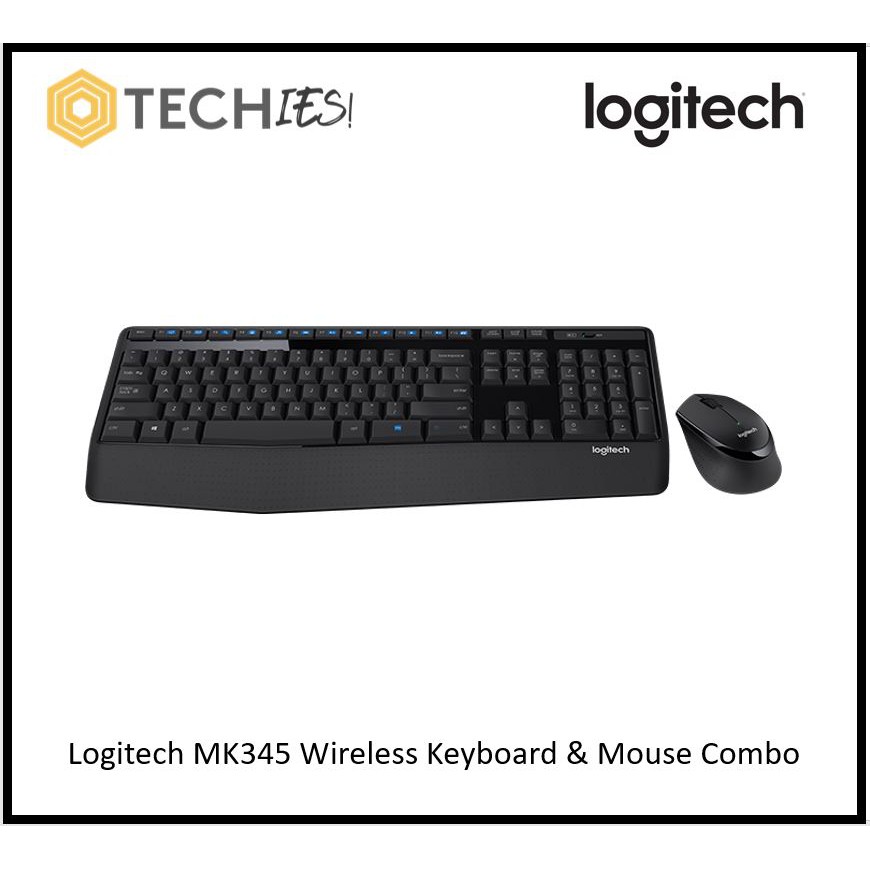 Logitech MK345 Wireless Keyboard & Mouse Full Size Combo with Palm Rest ...