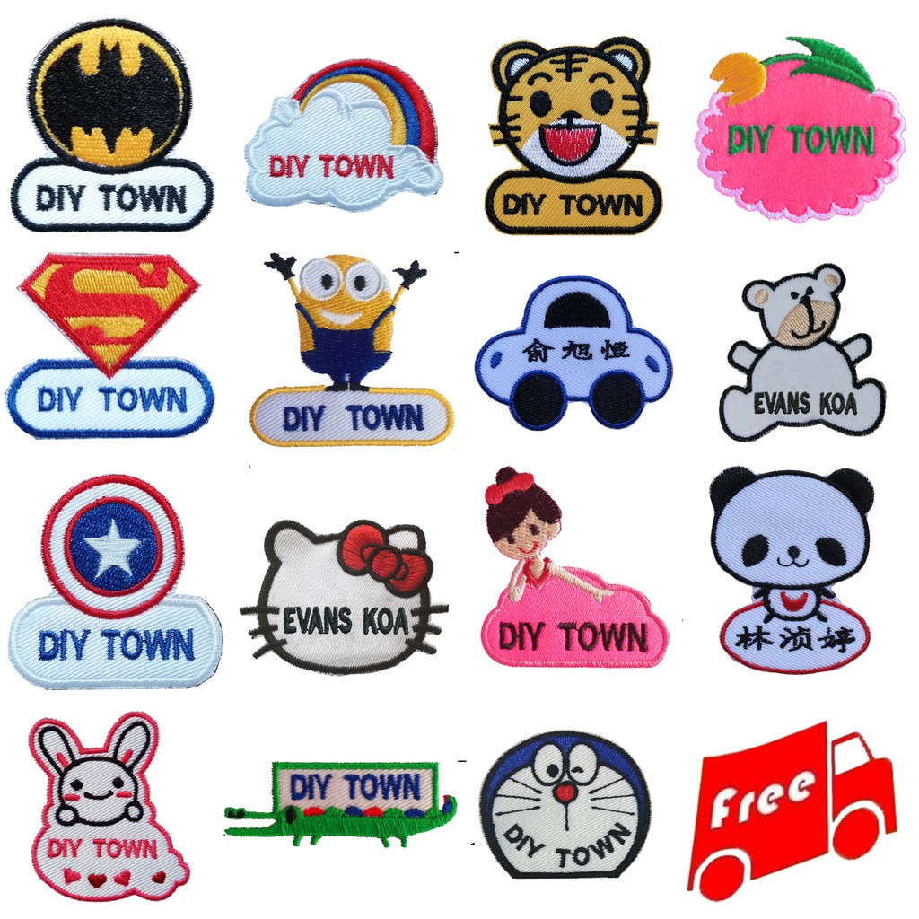 School Name Tag Embroidery Kids Stickers Use in Uniform Children gift ...