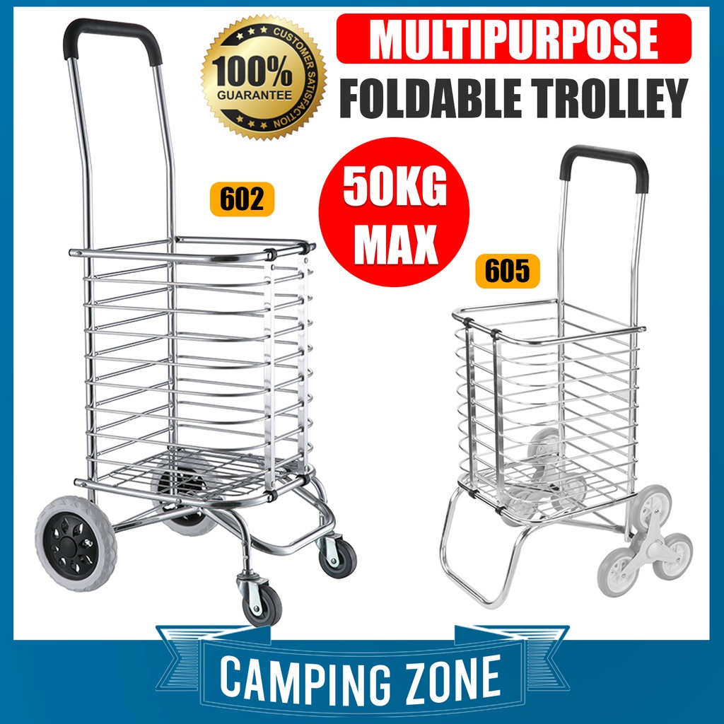 4 Wheel 6 Wheel Foldable Market Trolley Shopping Aluminium Light Duty ...