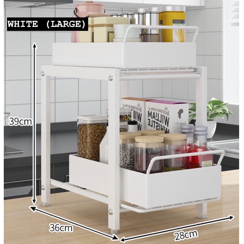 FOURTHROOM | Two Tier Kitchen Drawer Rack under Sink Storage with ...