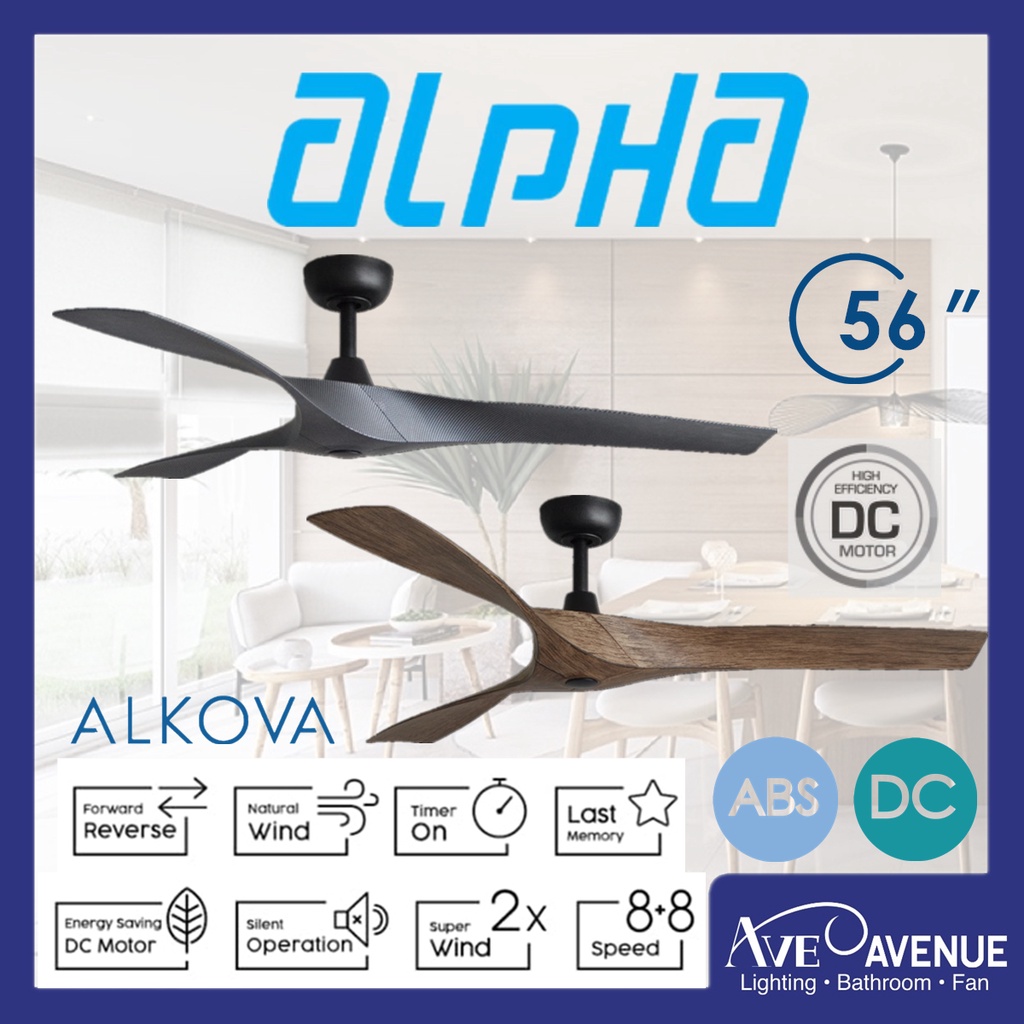ALPHA AXIS 3 BLADES 56 Inch DC Motor Ceiling Fan with Remote Control ...