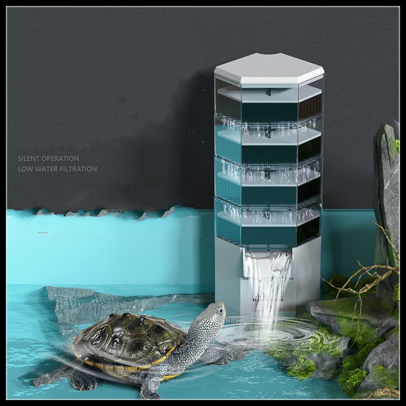 T001 Tortoise Low Water Filter Small Tortoise Tank Three-in-One Water ...