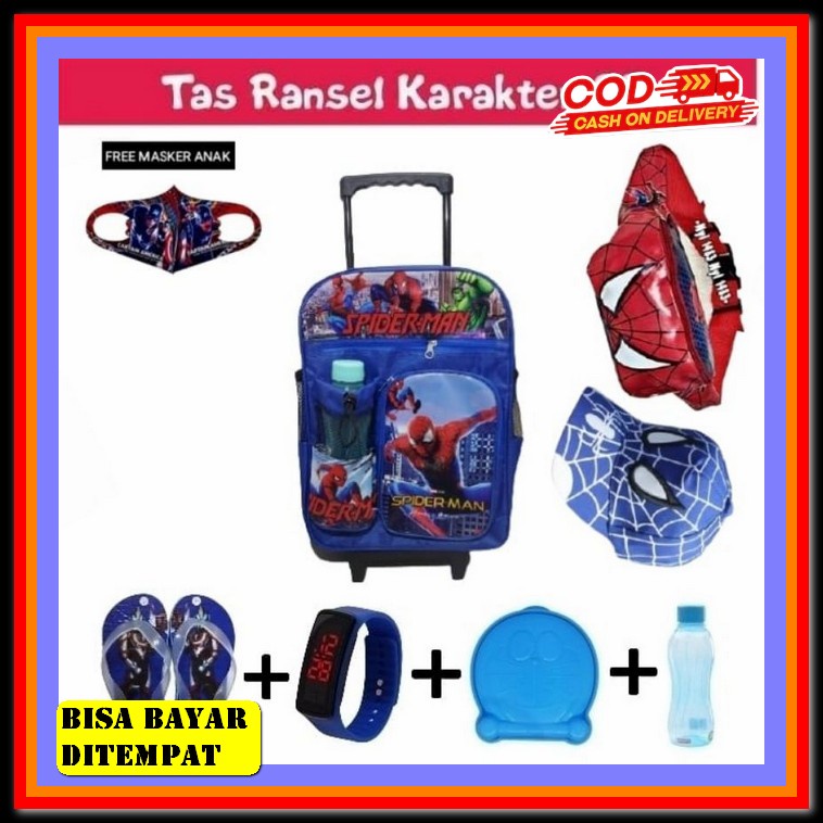 Backpag School Push Wheel Trolley Bag Boys Push Trolley Bag +Free Push ...