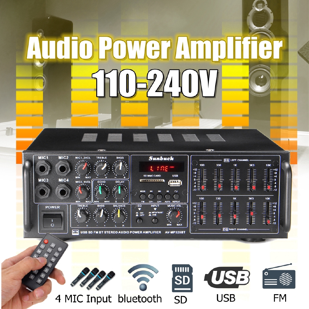 110-240V bluetooth Power Amplifier System Sound Audio Stereo Receiver ...