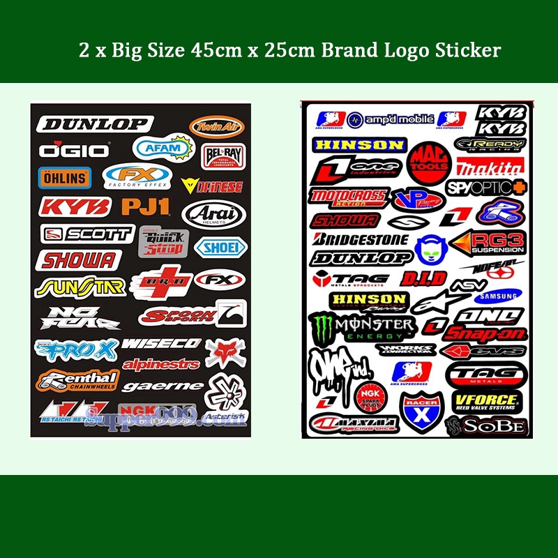 2 X Brand LOGO Motocross Racing Helmet Graphic Bike Vinyl Sticker ...