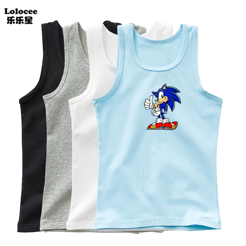 Sonic The Hedgehog Boys Sleeveless Graphic T-Shirts Kids Summer Cotton ...