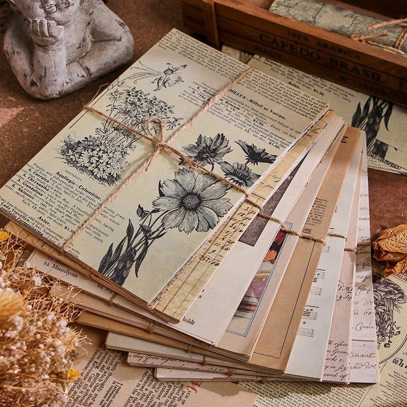 Journamm 30pcs/pack Vintage Newspaper Style Materials Paper Lightweight ...