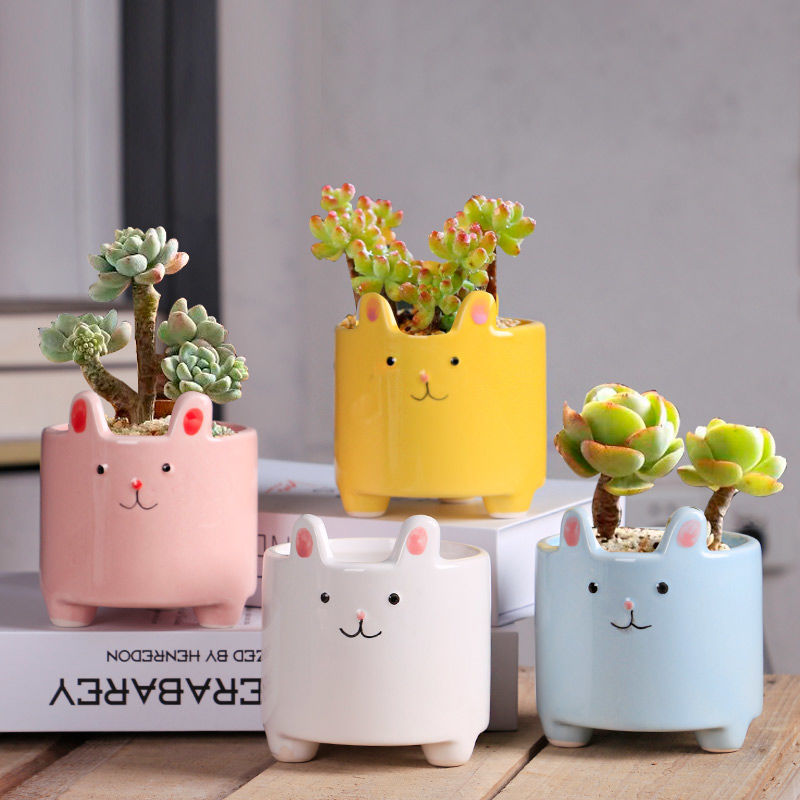 Handmade Ceramic Animal Planter Pot / 2/4pcs/set Animal ceramic ...