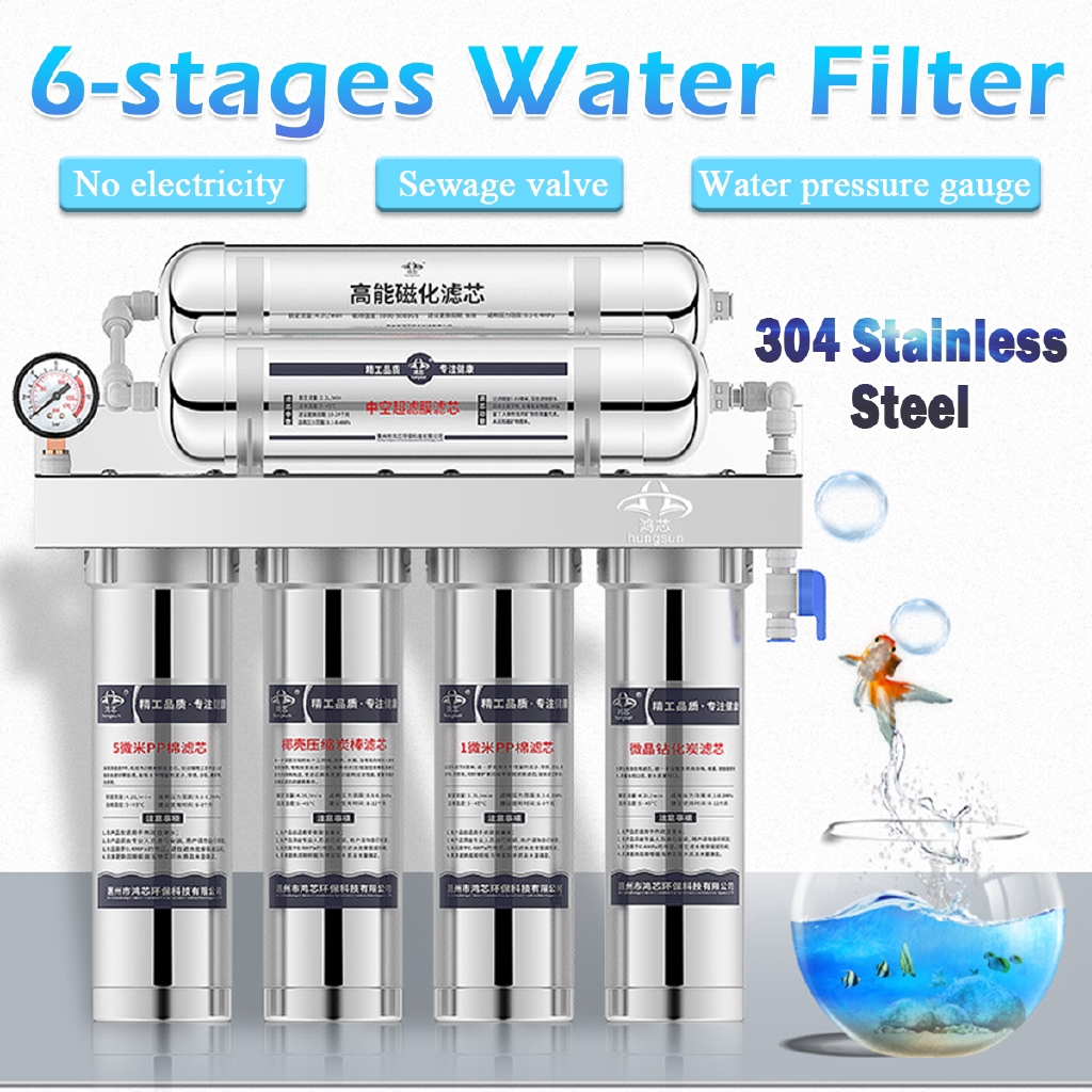 Home Kitchen 6-Stage Water Filters Stainless Steel Water Purifier ...