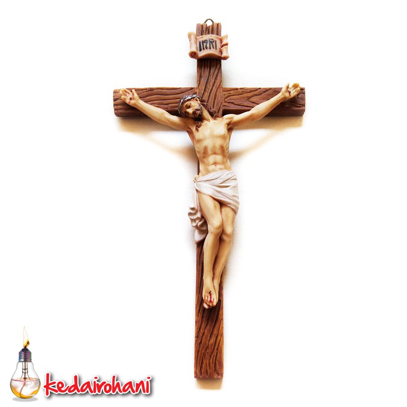 KAYU Corpus Jesus Inri Wood Wall Hanging Cross Statue 20cm | Shopee ...
