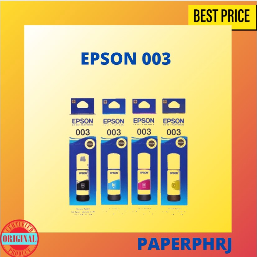 Epson 003 Original Ink Bottle Black Cyan Magenta Yellow for L3310 L3150 ...