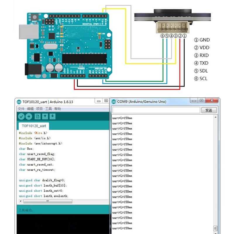ToF Laser Range Sensor Module TOF10120 Distance Measuring Sensor 10-180CM For Arduino UART I2C ...