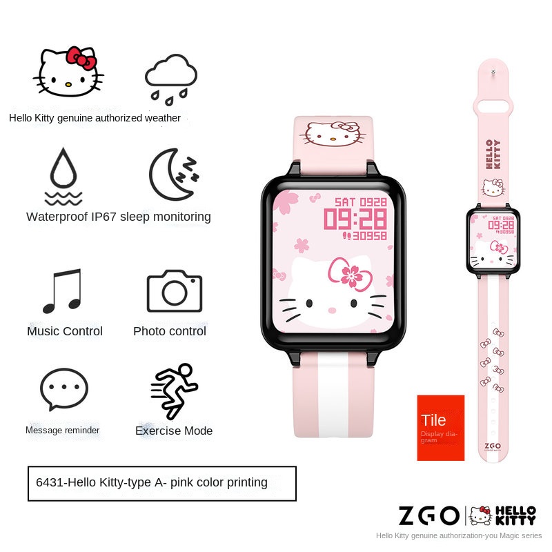 Zgo 【original genuine】hello Kitty smart watch for ladies and girls IP67 ...