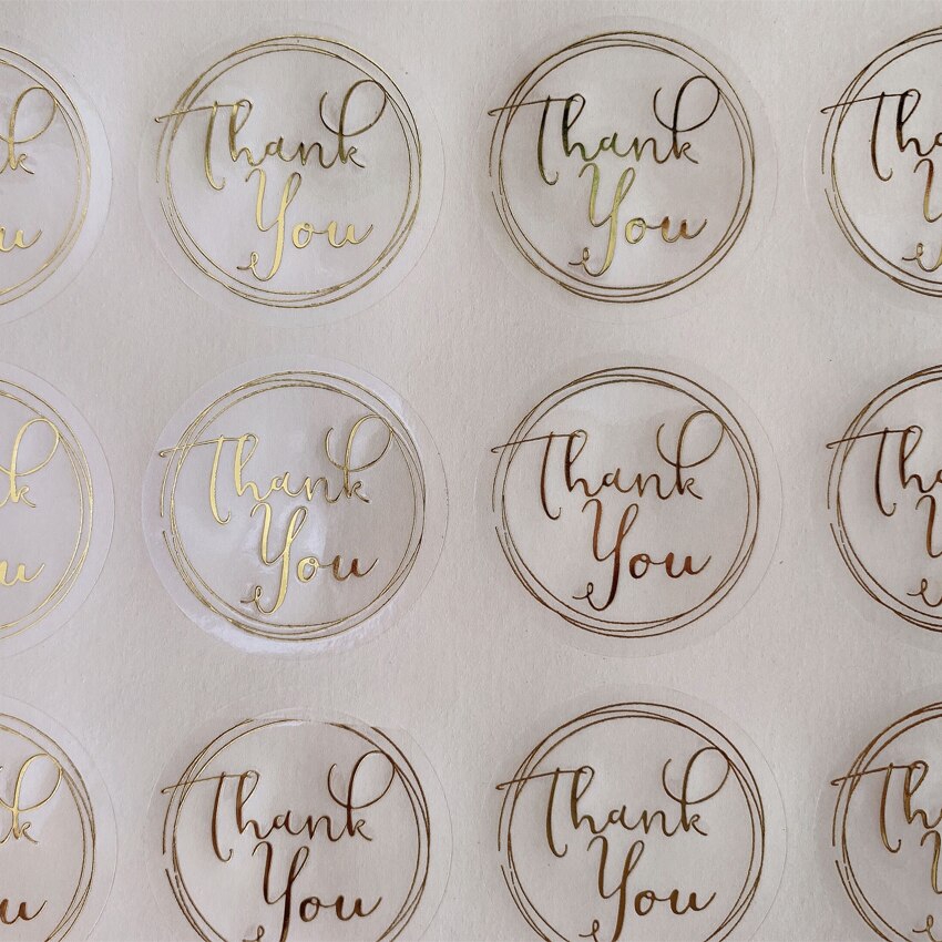 120Pcs/10sheets Transparent pvc Round Bronzing Thank You Round ...