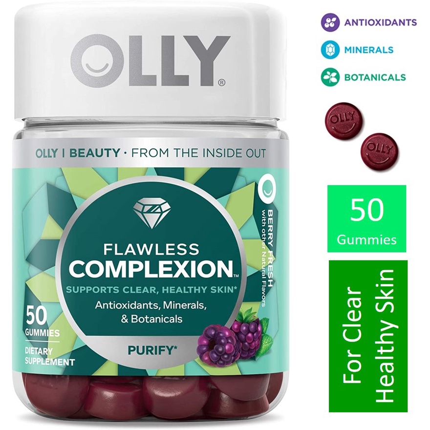 OLLY Flawless Complexion Gummy, 50 Gummies (Expiry: Mar 2023) Clear and ...