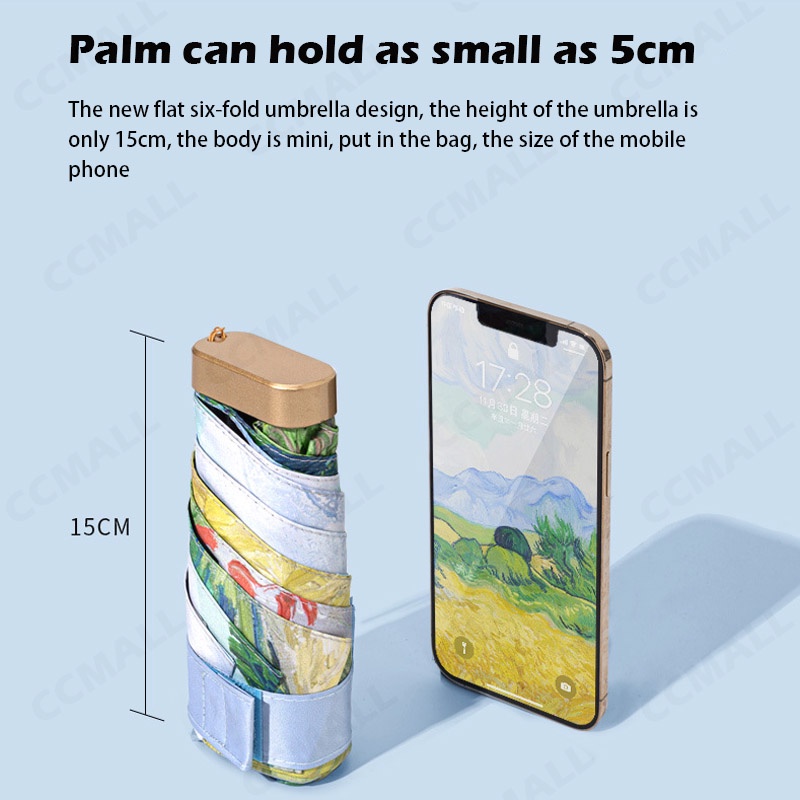 UV Mini sun umbrella flat Six-fold umbrella black glue sunscreen anti ...