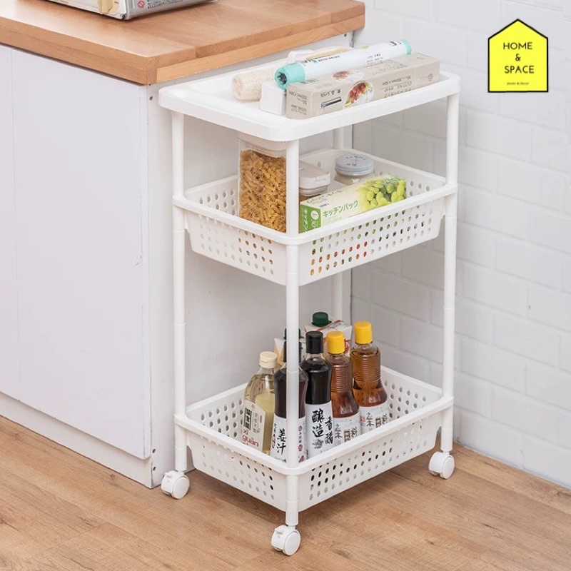 Shelf With Wheels 3 Shelves Model AH-83 (White) | Shopee Singapore