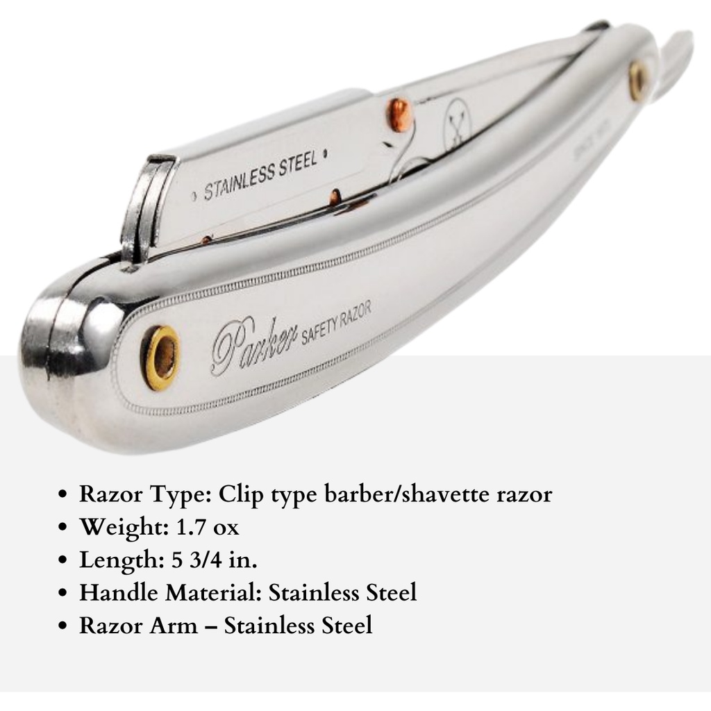 Parker SR1 Stainless Steel Straight Edge Razor Shavette | Shopee Singapore