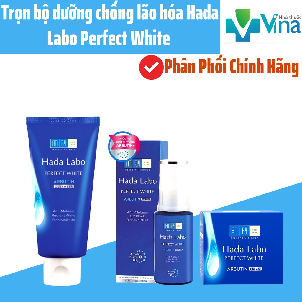 Hada Labo Perfect White Optimal Whitening Product Set (Cleaning Gel 80g ...