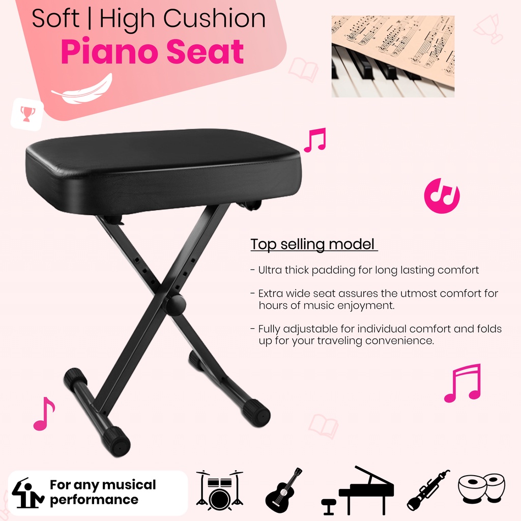 Extra Thick Wide Cushion Foldable Keyboard Seat Electric Organ Piano ...