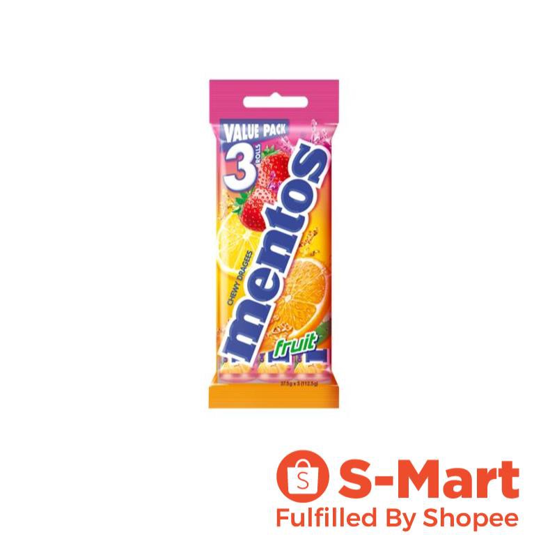 Mentos Chewy Dragees Fruit Roll Value Pack (3x37.5g) | Shopee Singapore