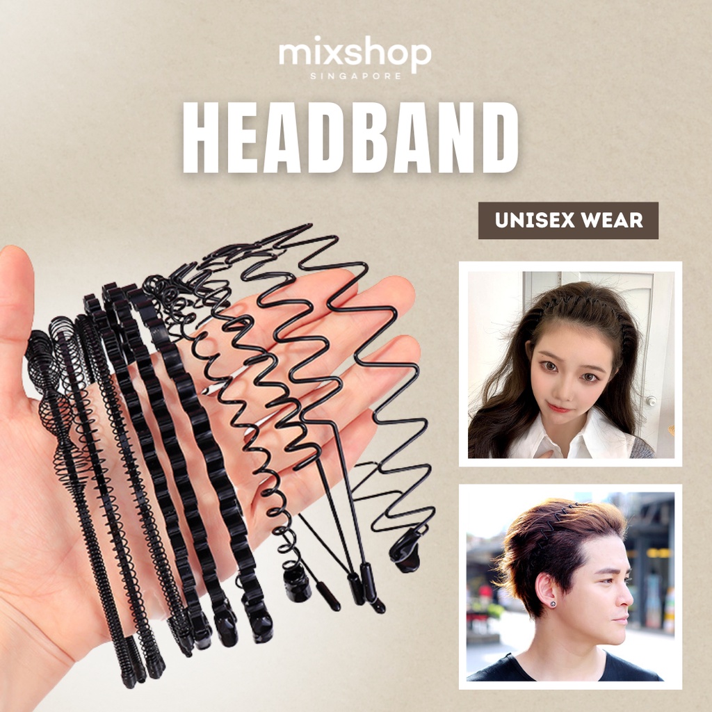 mixshop Unisex Metal Hairband, Headband, Wavy Hair Hoop, Flexible ...