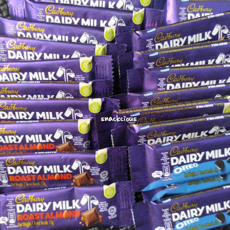 Chocolate Cadbury Dairy Milk Mini Bars - Roast Almond/With Oreo 15gr ...