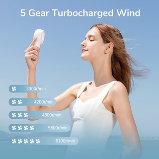 JISULIFE Portable Handheld Turbo Fan 4000mAh Type-C Charging 5-Speeds ...