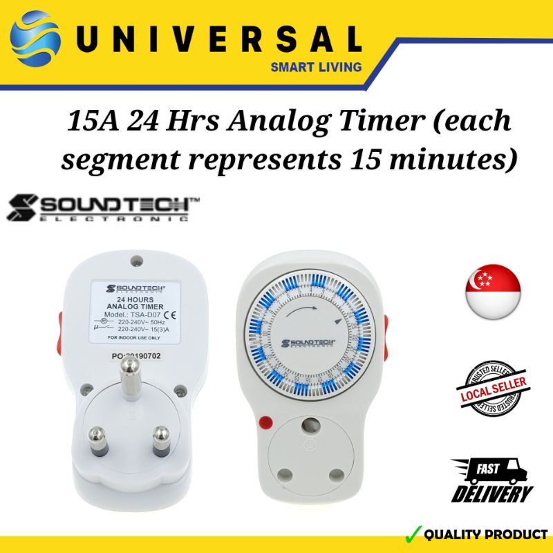 SOUNDTECH 15A Analogue Mini Timer TSA-D07 (each segment represents 15 ...