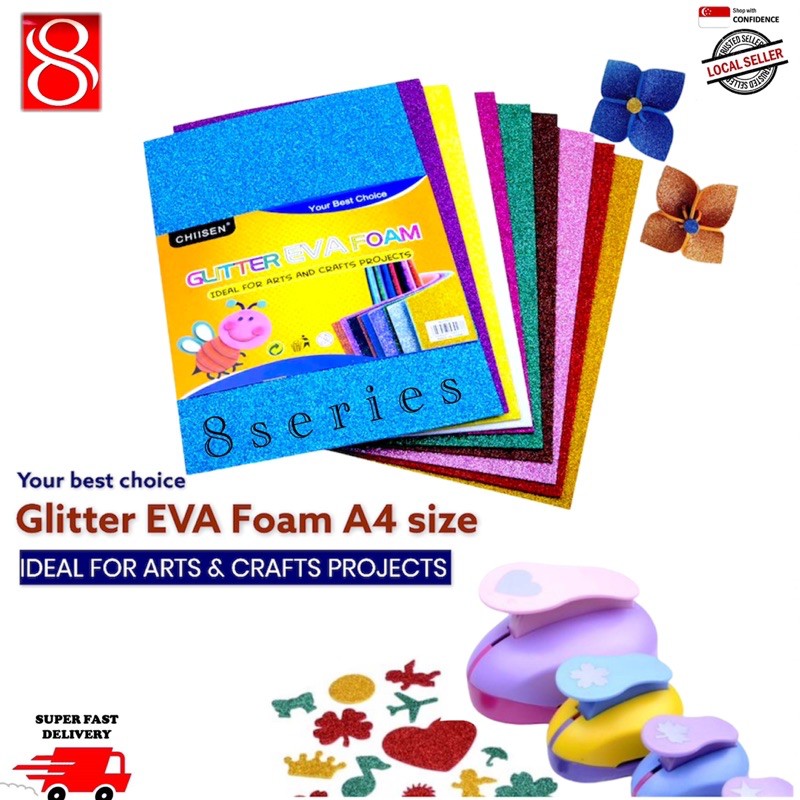 A4 Size Glitter Eva Foam Colour Paper / Art and Craft colour paper ...