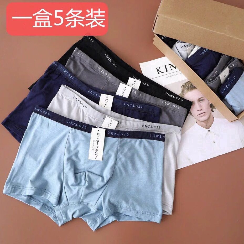 5Pcs/Set L-4XL Men Plus Size Mid Rise Breathable Boxers Briefs Elastic ...