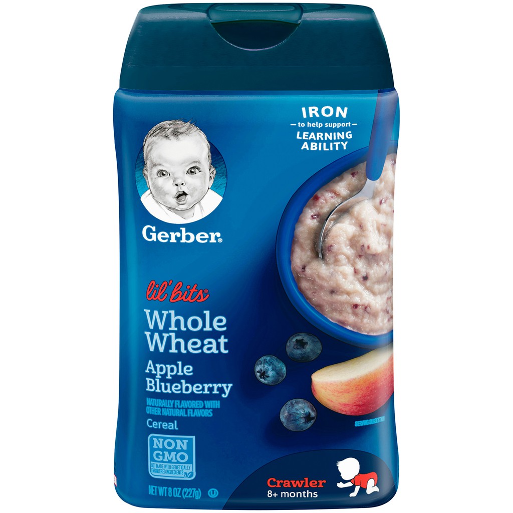 Gerber® Lil' Bits Whole Wheat Apple Blueberry Baby Cereal 227G | Shopee ...