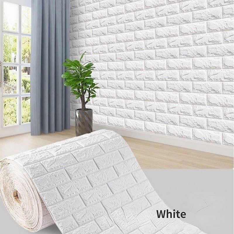 A roll of 5m long and 70cm wide brick 3D wallpaper self-adhesive XPE ...
