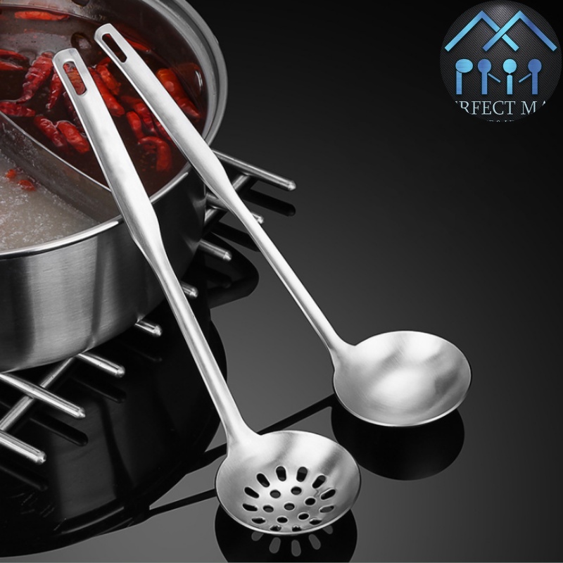PM - Stainless Steel Soup Spoon Soup Ladle Strainer Set Extra Thick For ...