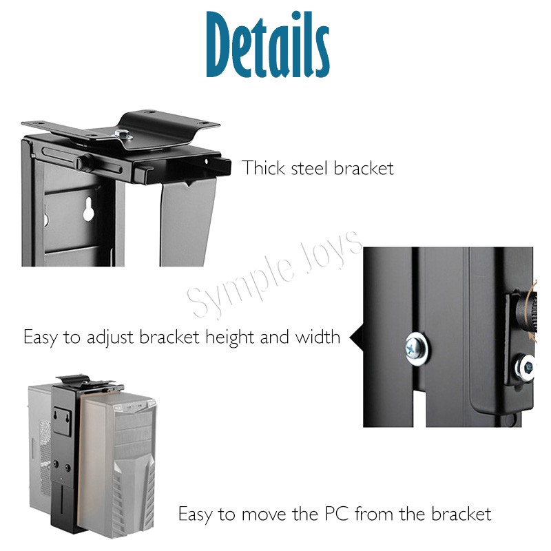 CPU Holder Under Desk Mount Adjustable Wall PC Stand Heavy Duty ...