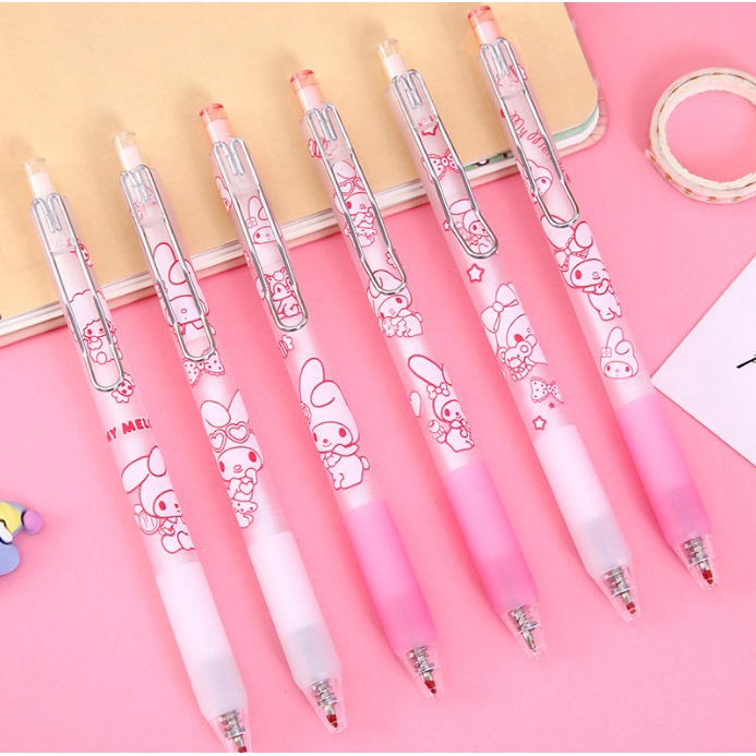 6pcs Cute Press Gel Pens Black 0.5mm SanrioTwins Star Pudding Dog Pen ...