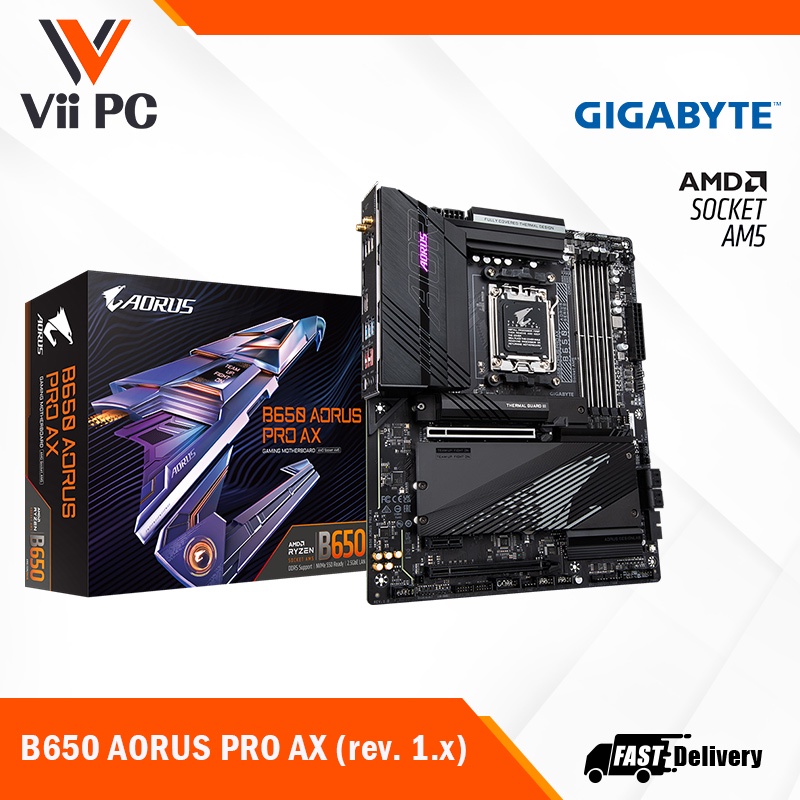 GIGABYTE B650 AORUS PRO AX (rev. 1.x) ATX Motherboard , Wi-Fi 6E, 3 x M ...
