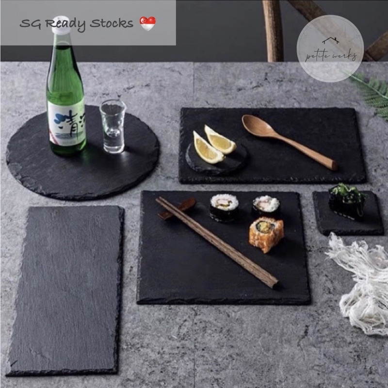 [SG Stock] Slate Plate Premium Natural Stone Cheese Appetizer Steak ...