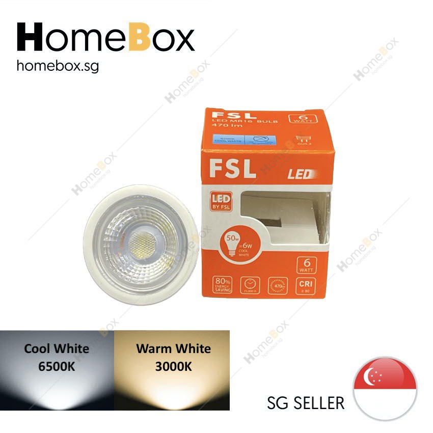 HomeBox 🇸🇬 FSL 6W LED bulb GU5.3 / MR16 230V Spot Light / Track Light Bulb Cool White Warm White ...