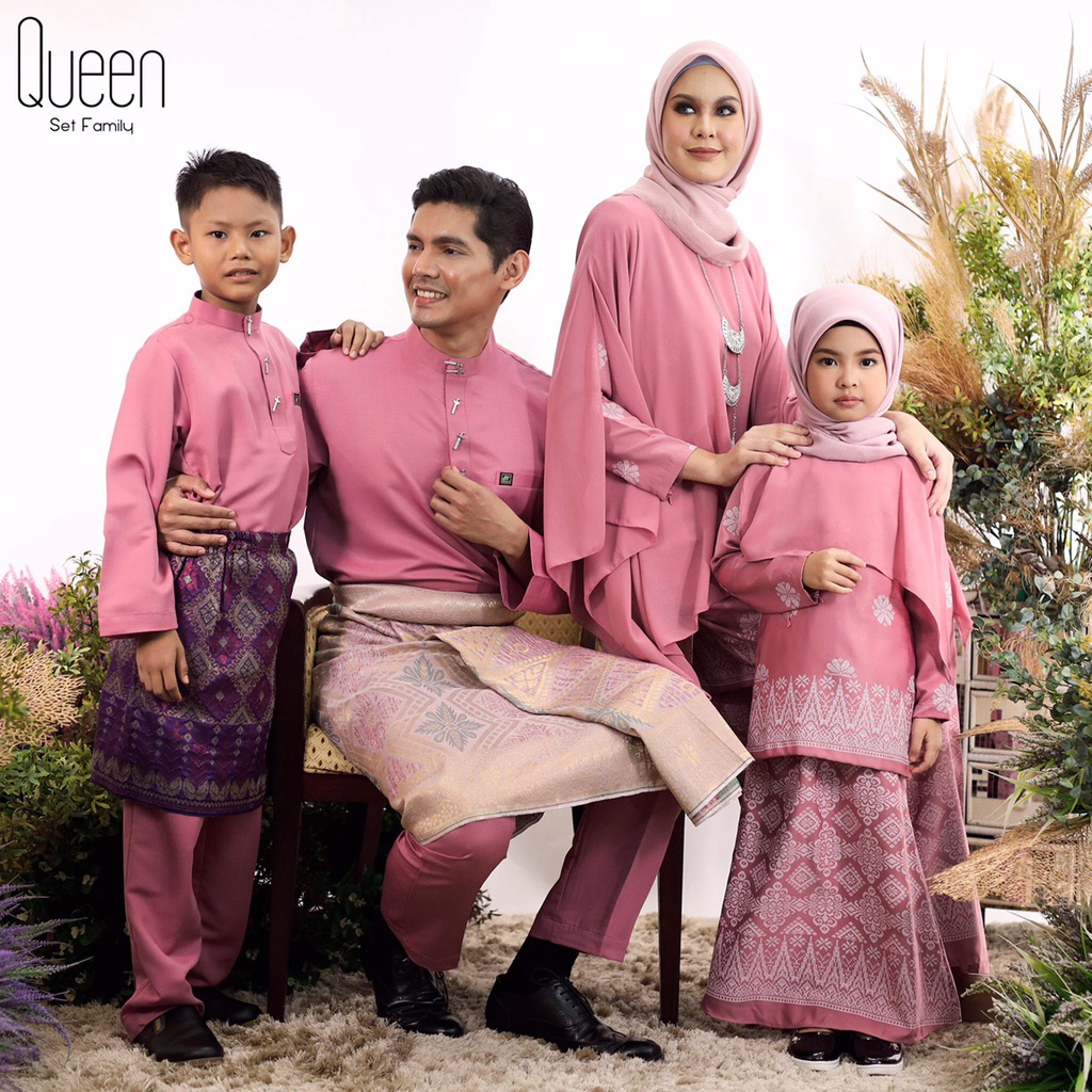Set Family BAJU Kurung Moden Queen By In Dusty Pink| SET FAMILY RAYA ...