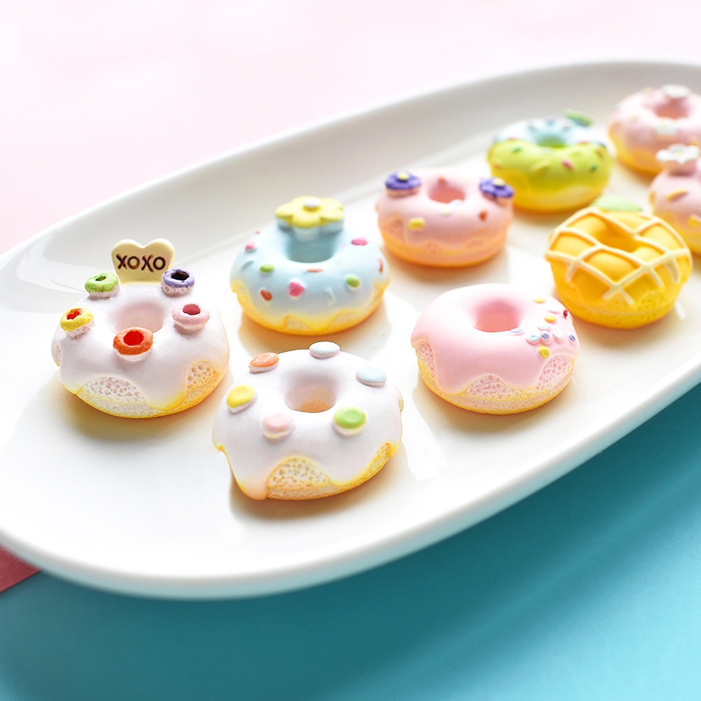 Miniature Food Play DIY Resin Matte Donuts Toys Props Cream Glue Phone ...