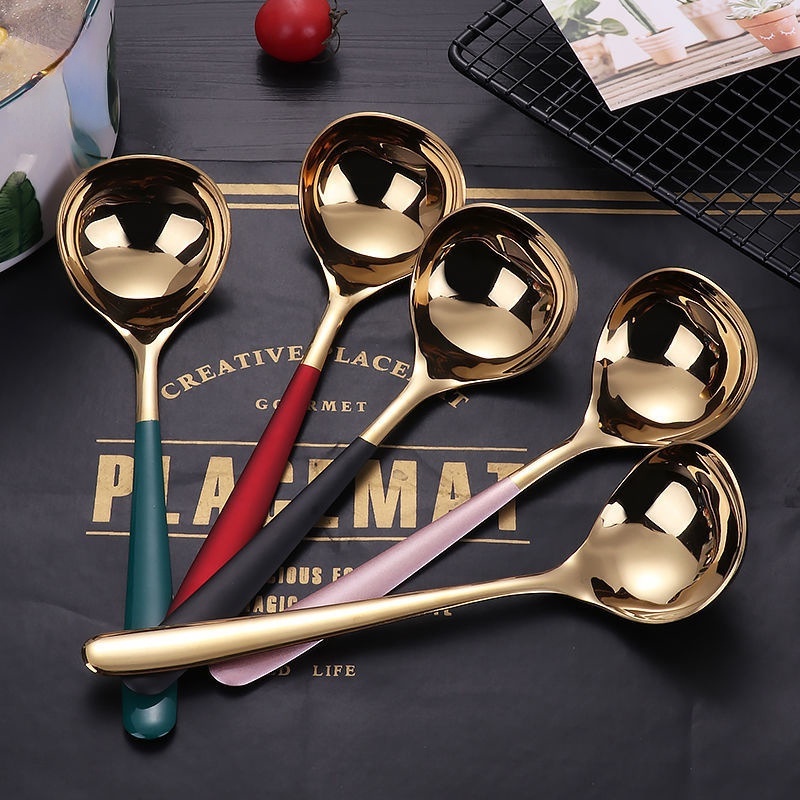 304 Stainless Steel Spoon Family Soup Spoon Serving Spoon Kitchen ...