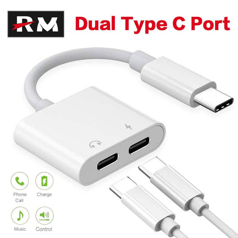 2 in 1 Type C to Audio Jack and Type-C Adapter USB C to 3.5mm Jack ...