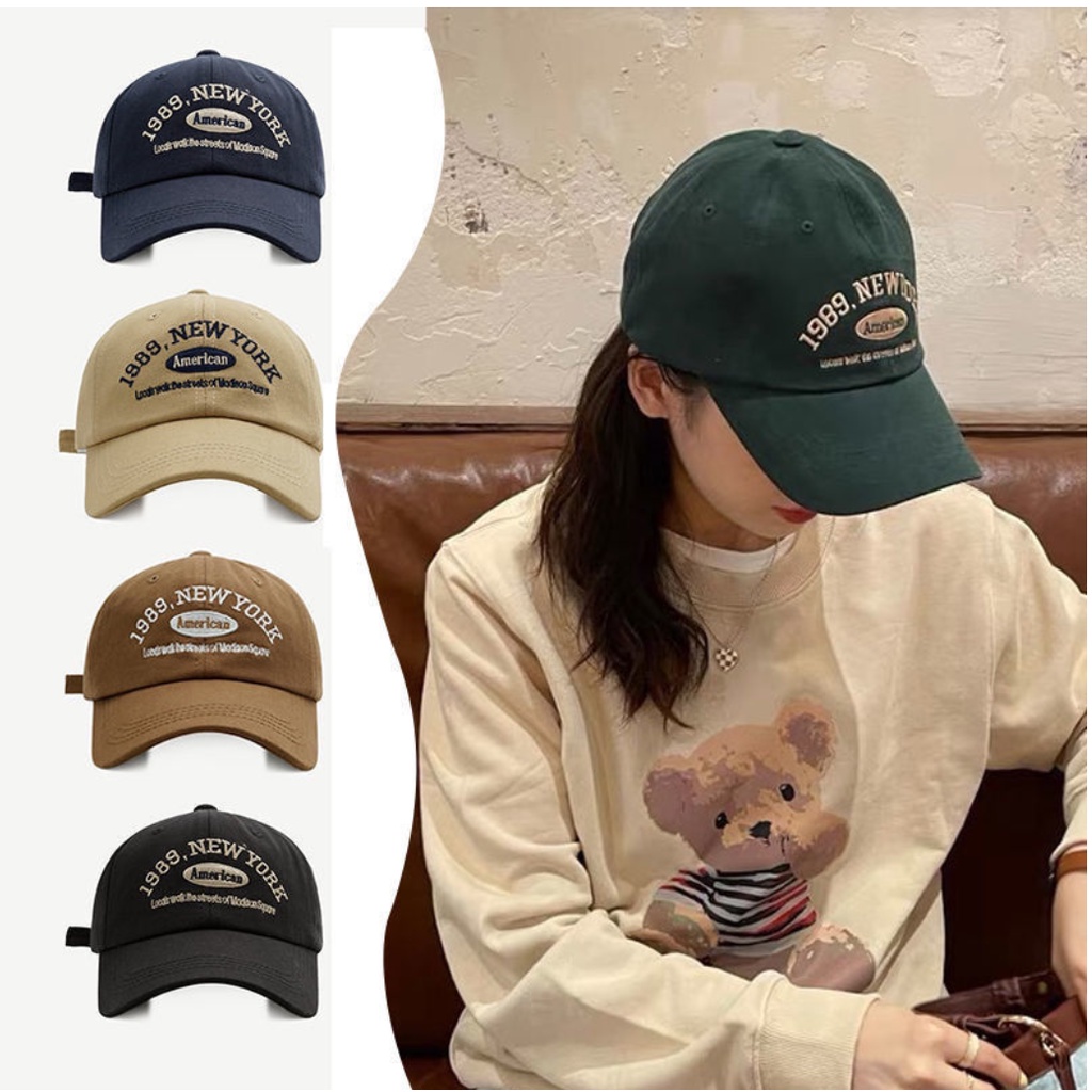 YOMI Korean Vintage '1989 NEW YORK' Baseball Cap Unisex Street Letter ...