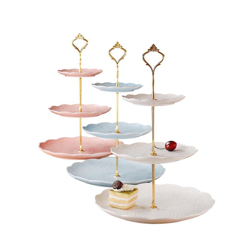ceramics 3-Tier Pastry Cake Stand Fruit Plate Dessert Holder / ceramics ...