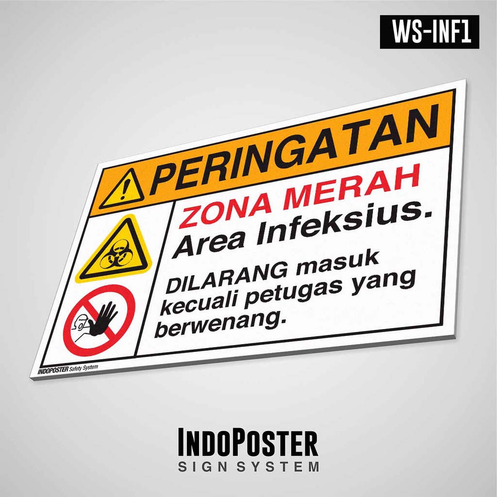 MERAH Safety Sign Sign K3 PVC ANSI Red Zone Infectious Area No Entry M ...