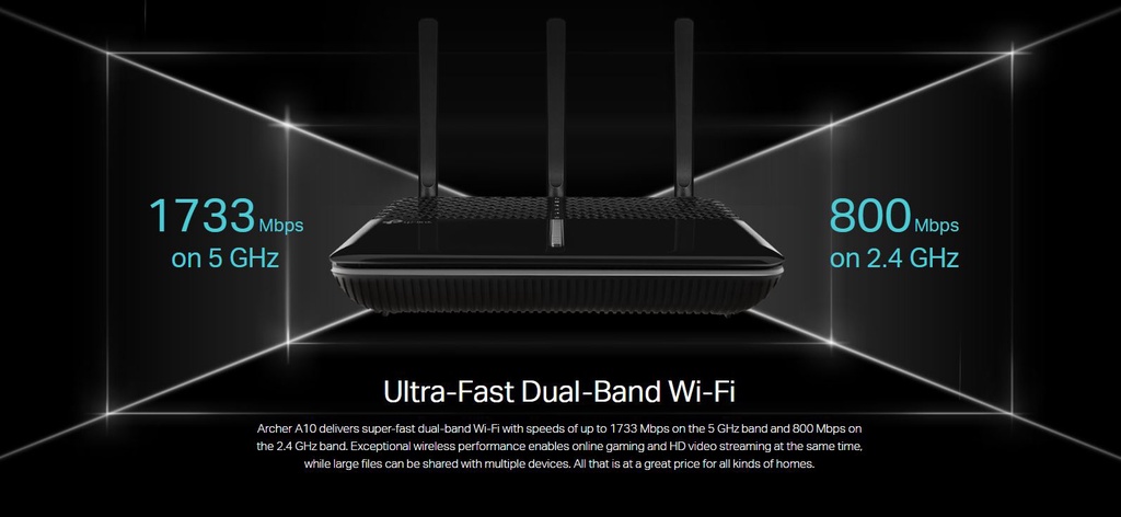 TP-Link AC2600 Smart WiFi Router (Archer A10) - MU-MIMO, Dual B (3 ...