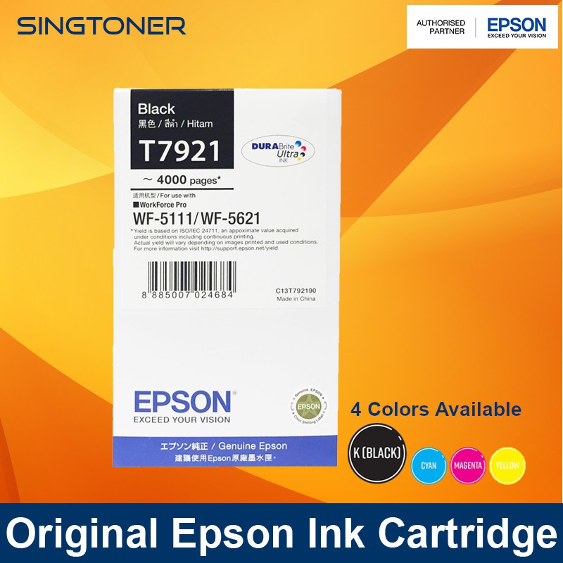 Epson T7921 T7922 T7923 T7924 Black Cyan Magenta Yellow Ink Cartridge ...